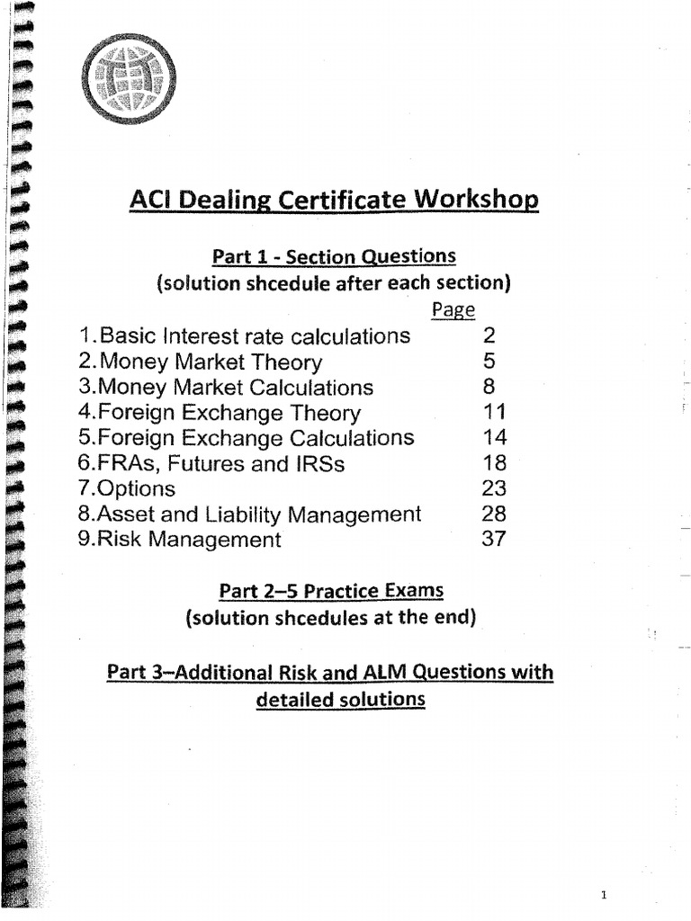 ACI Dealing Certificate (Questions) | PDF