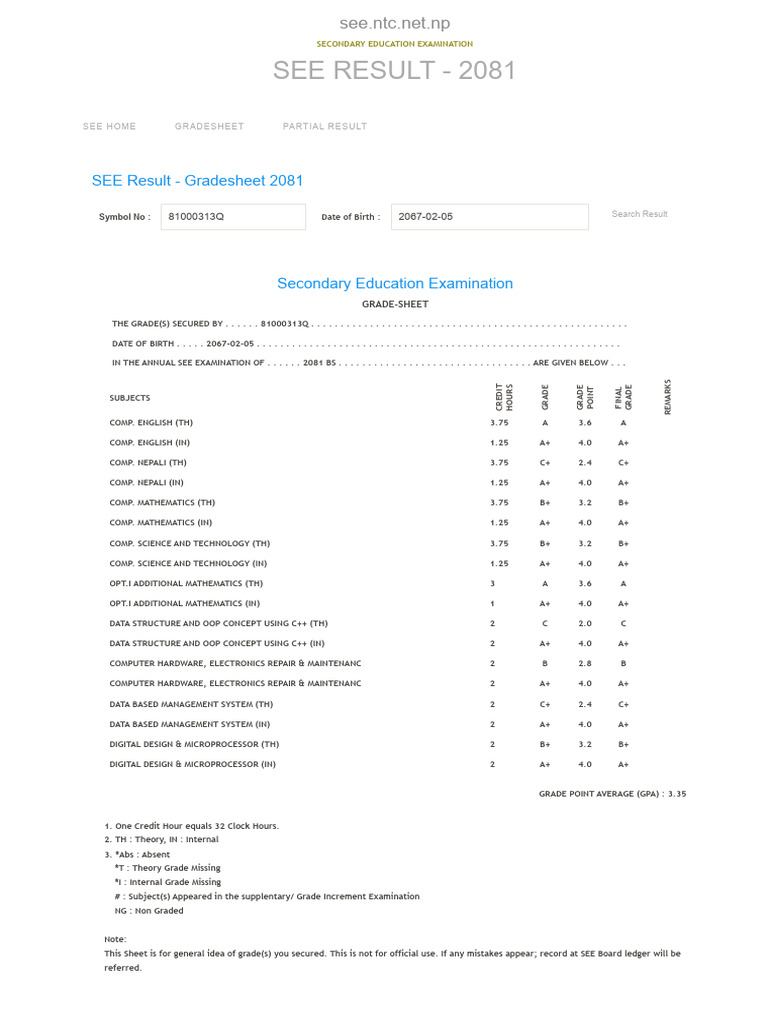 Nepal Telecom - See - Ntc.net - NP - See Results 2081 | PDF | Computing