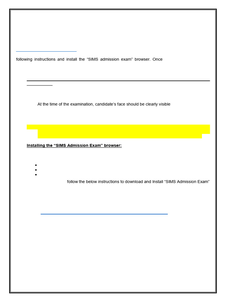 SIMS Online Exam Instructions and Browser Setup | PDF | Software ...