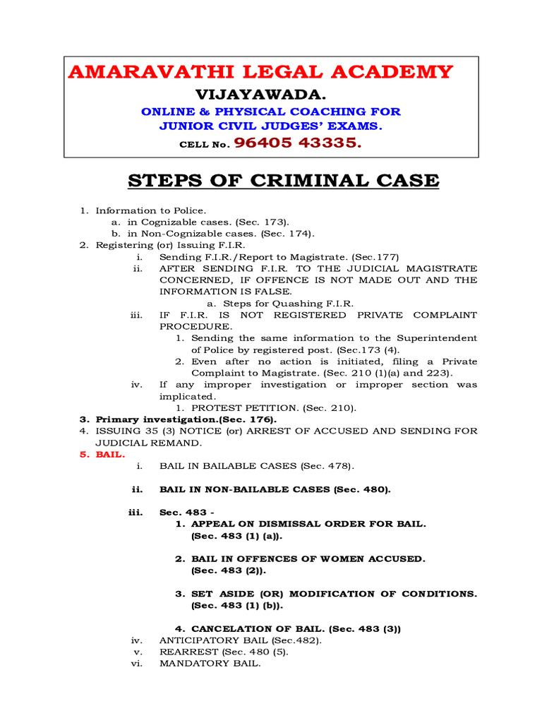 1. STEPS OF CRIMINAL CASE | PDF | Bail | Acquittal