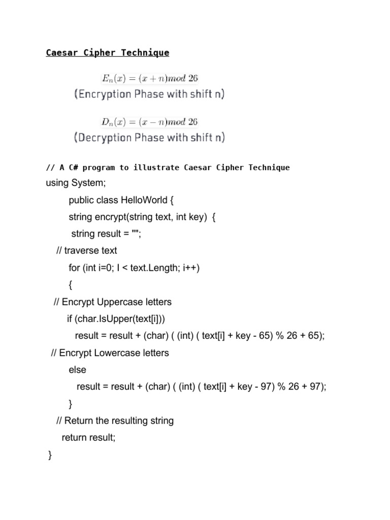 Caesar Cipher Technique | PDF