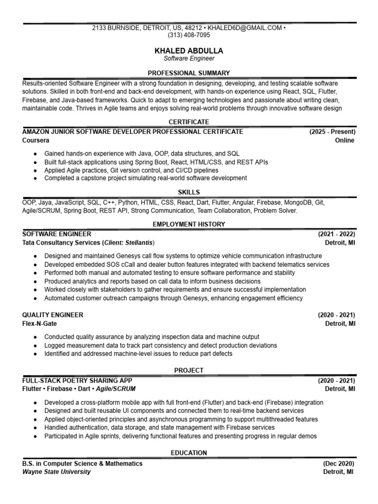 KA RESUME 2025 Ats Sample | PDF | Agile Software Development | Information Technology