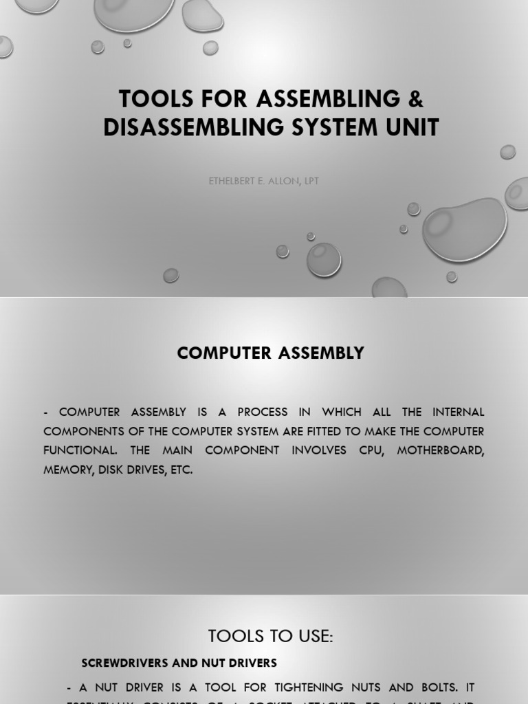 LESSON 7 Tools For Assembling and Disassembling A System Unit | PDF | Screw | Manufactured Goods