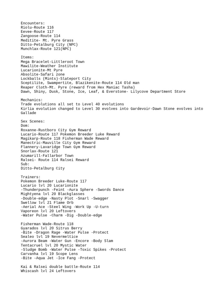 Pokemon Anthro Emerald Additions | PDF