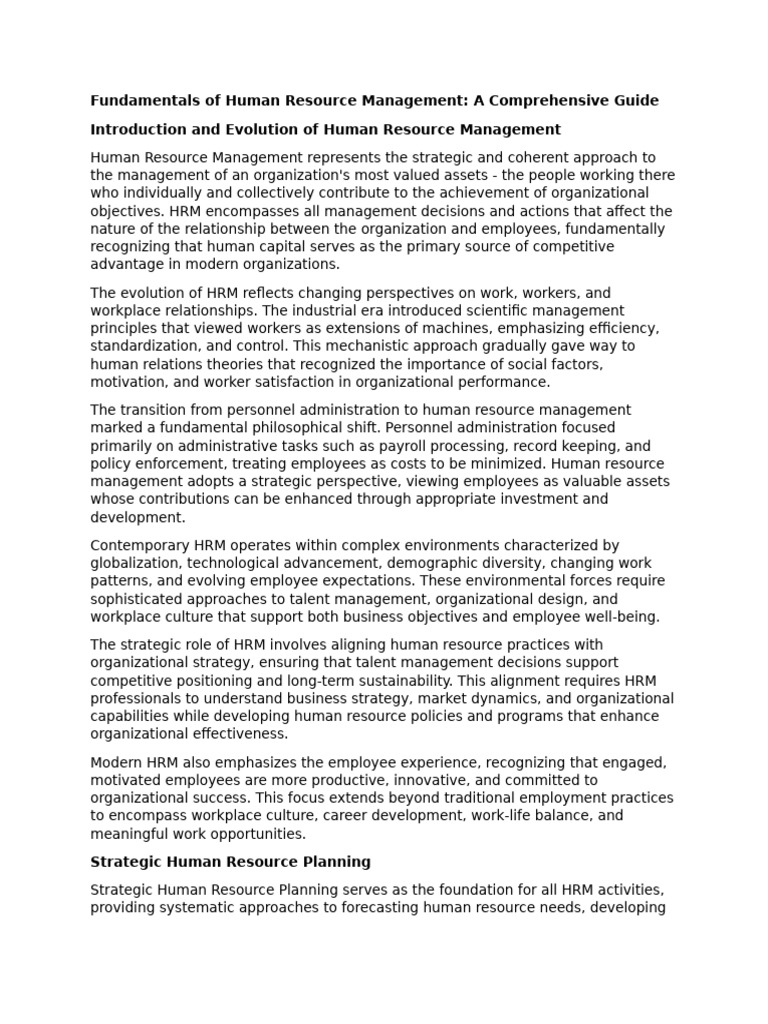 Fundamentals of Human Resource Management | PDF | Compensation And ...