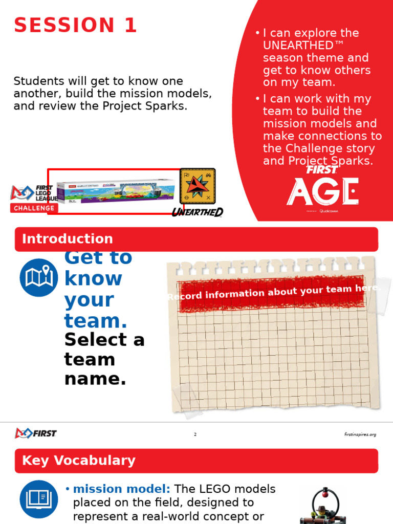 FLL Challenge Unearthed Session 1 Slides | PDF | Plastic Toys | Sports