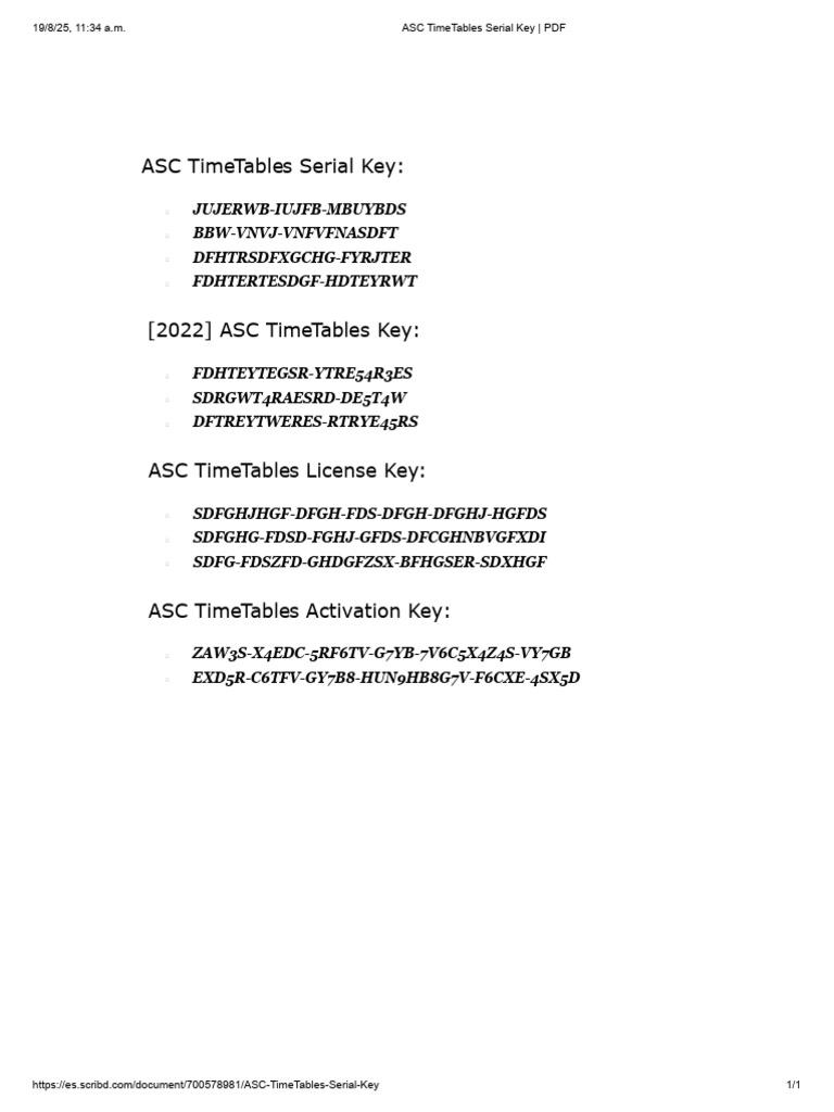 Claves de Activación ASC TimeTables | PDF