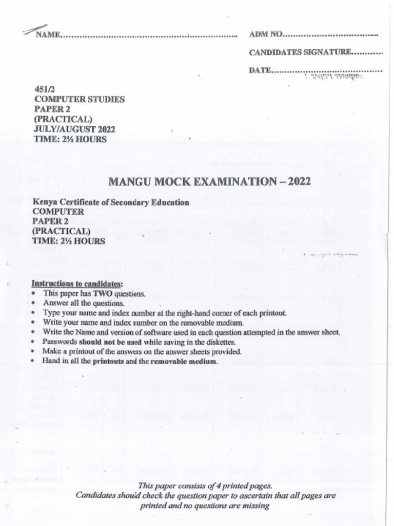 Computer Studies Paper 2 | PDF