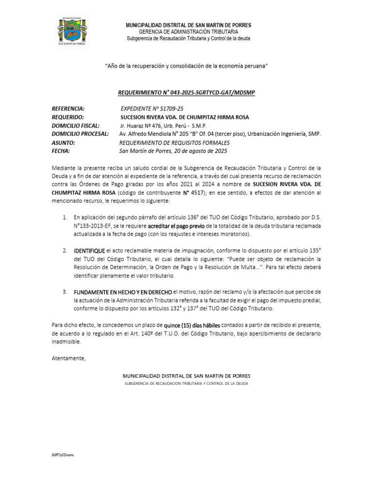 Requerimiento 043 | PDF