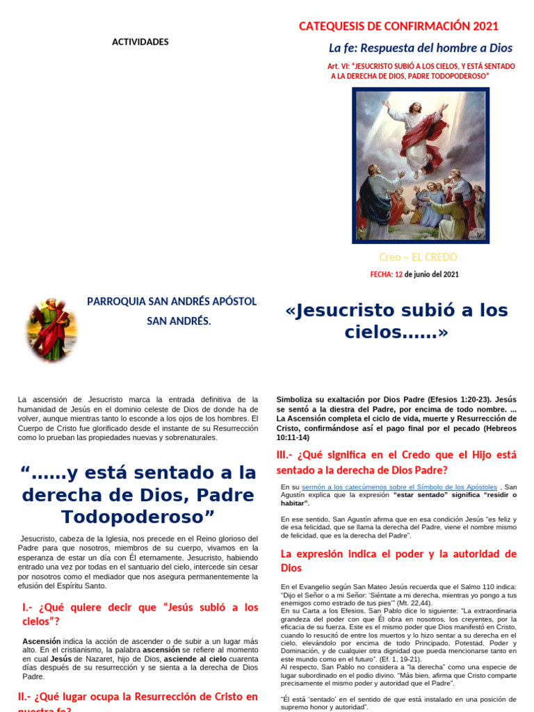 Las Ascención Del Señor Pdf Ascension De Jesus La Resurrección De