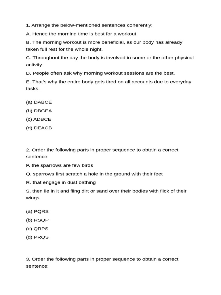 Para Jumble Questions | PDF