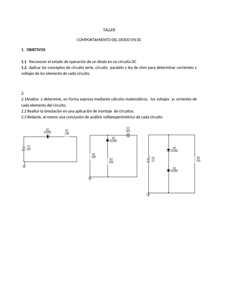 Análisis del Comportamiento del Diodo en DC | PDF | Red eléctrica ...