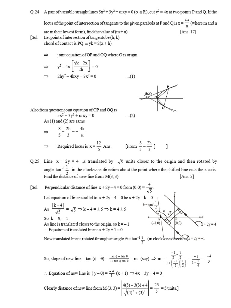 Straight Lines Sheet 4 Integer Type (Bdmp) With Answers | PDF ...