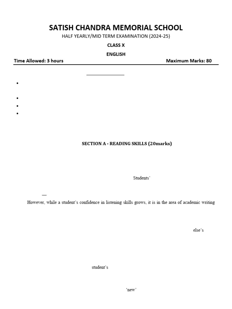 ClassX Eng Mid Term 2024 | PDF | Accessibility | Plagiarism