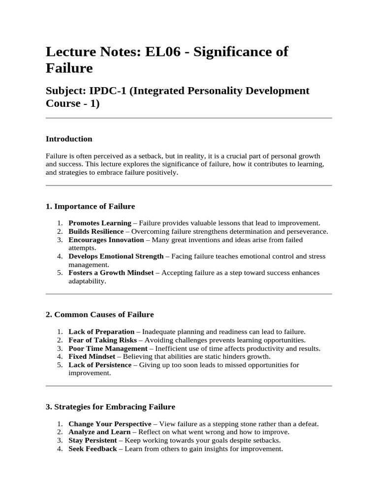 Embracing Failure for Growth and Success | PDF | Psychological ...