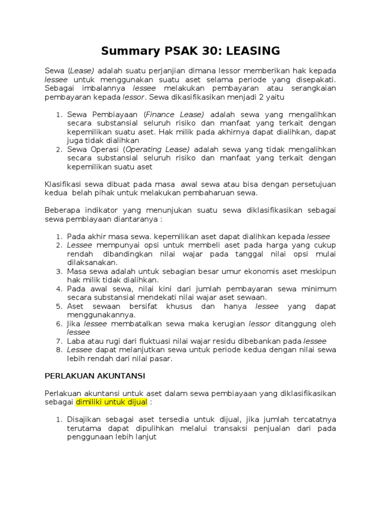 Resume Psak 30 | PDF