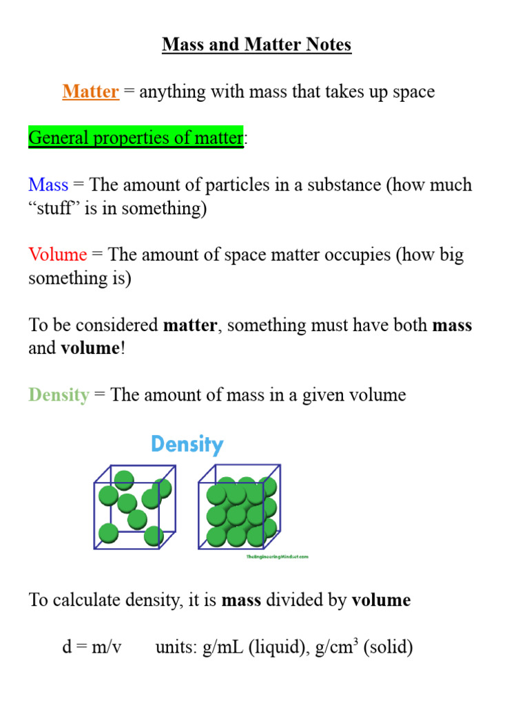 Understanding Mass and States of Matter | PDF