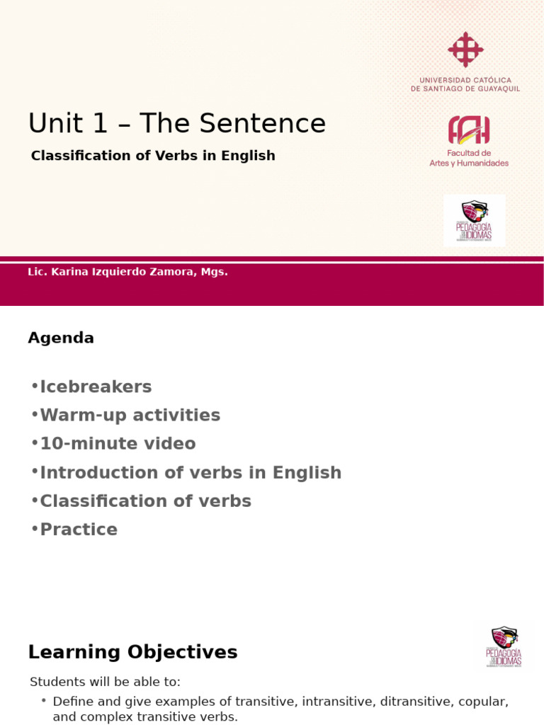 Unit 1 - 1 Classification of Verbs in English | PDF | Verb | Linguistic ...