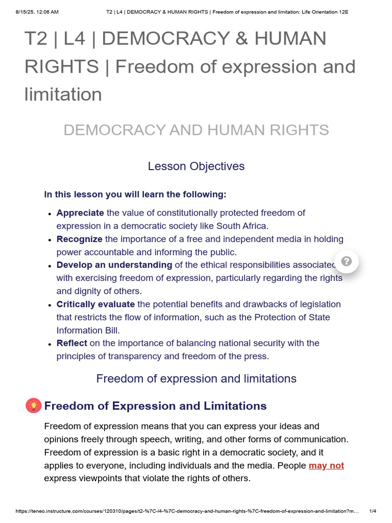 Freedom of Expression in Democracy | PDF | Freedom Of Speech | Democracy