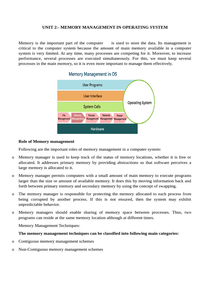 UNIT 2 Memory Management | PDF | Computer Data Storage | Process (Computing)