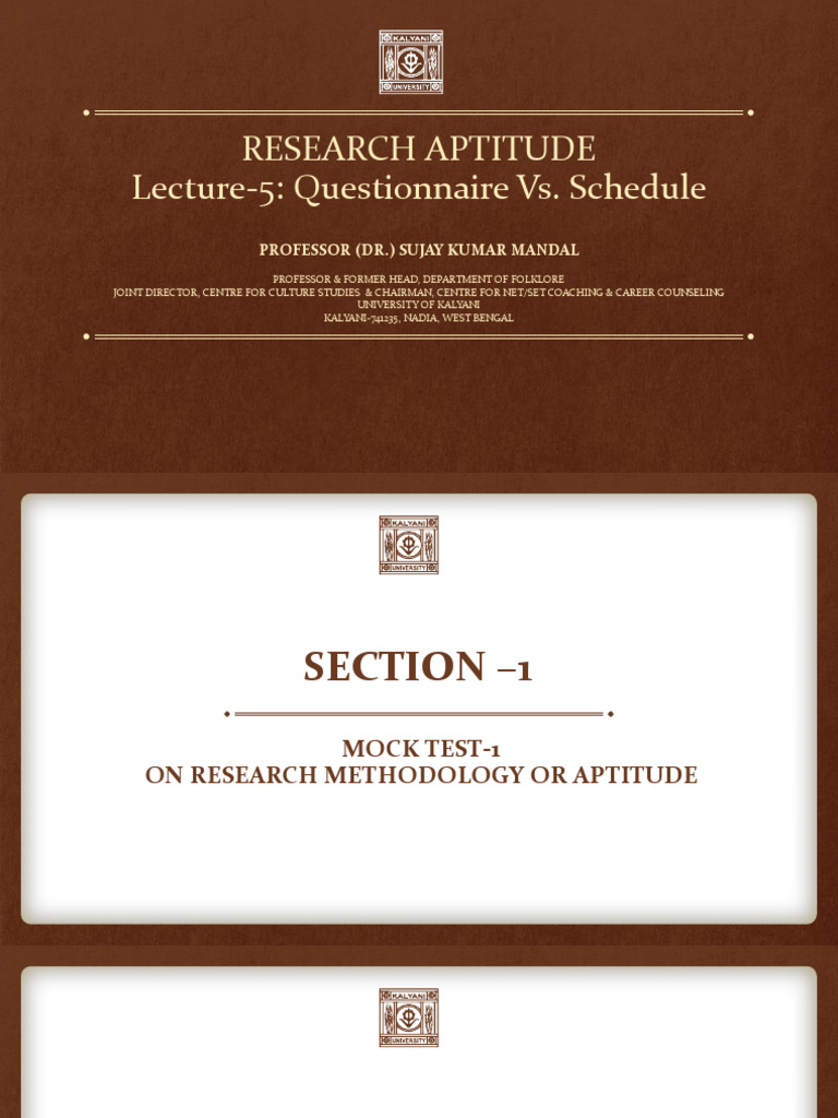 Research Methodology L-5 Questionnaire Vs Schedules S K Mandal CNSCCC ...