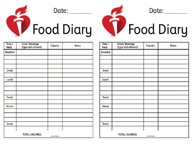 Food Diary Log AHA | PDF
