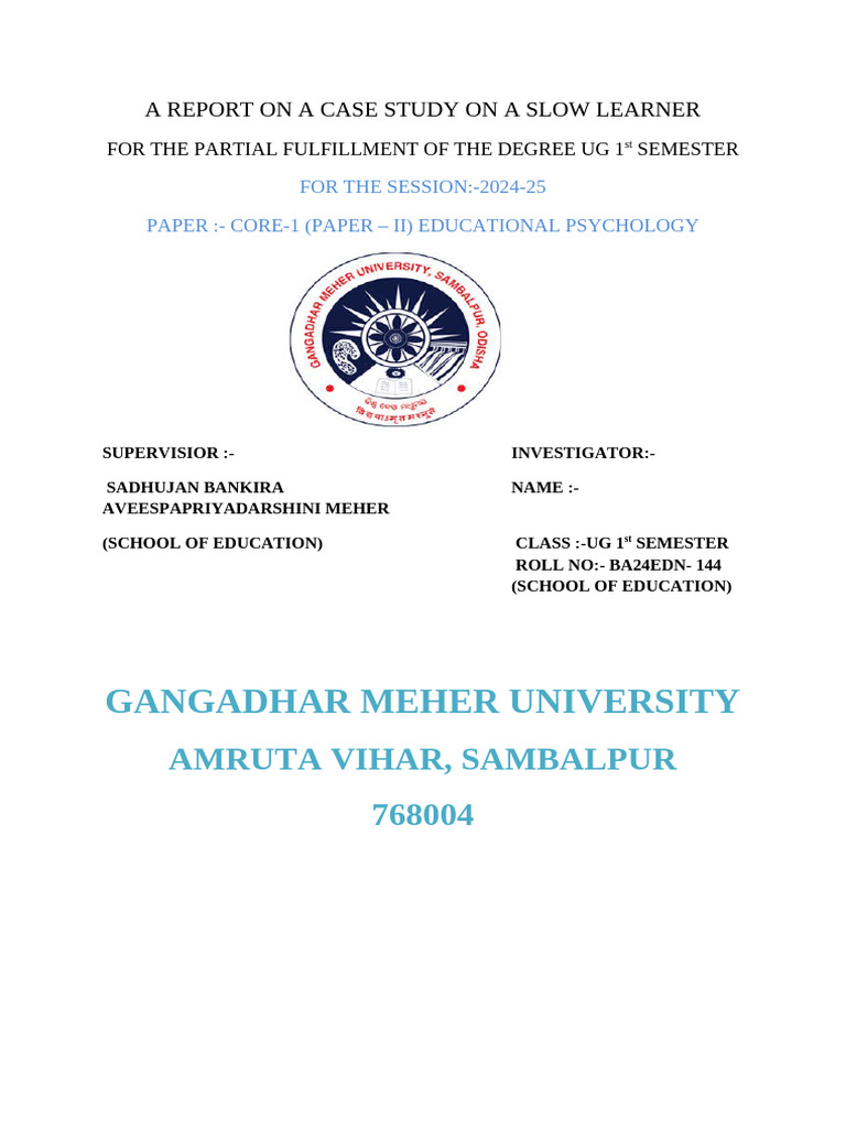 A Report On A Case Study | PDF
