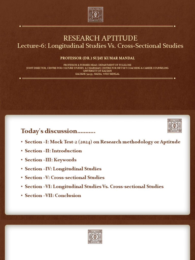 Research Methodology-L-6 Longitudinal Vs Cross-Sectional S K Mandal ...