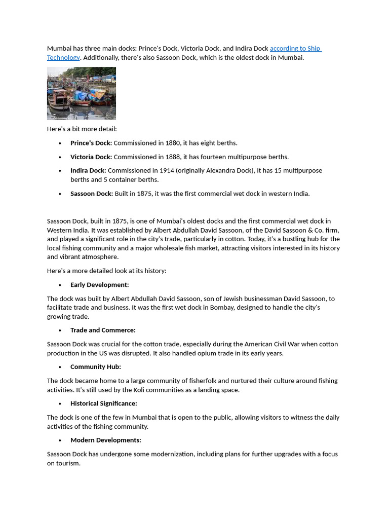 Sassoon Dock | PDF | Port | Water Transport