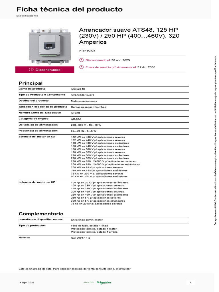 Schneider Electric Altistart-48 ATS48C32Y | PDF | Residuos | Relé