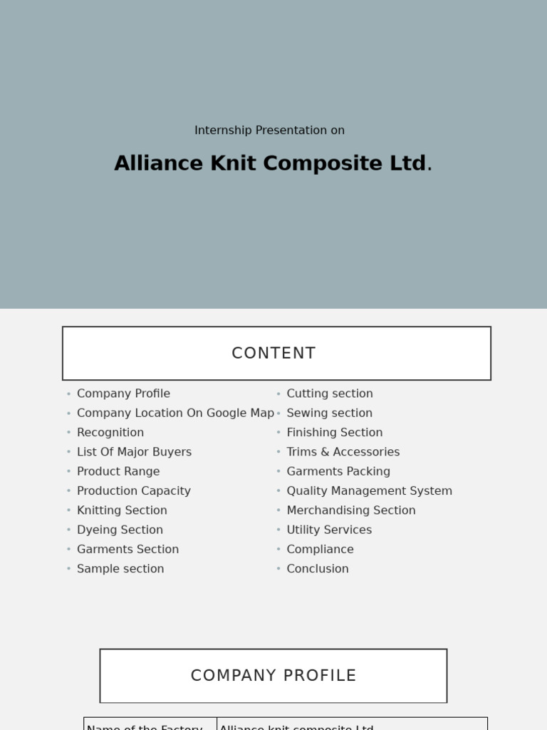 Alliance Knit Composite Ltd. Overview | PDF | Sewing | Clothing