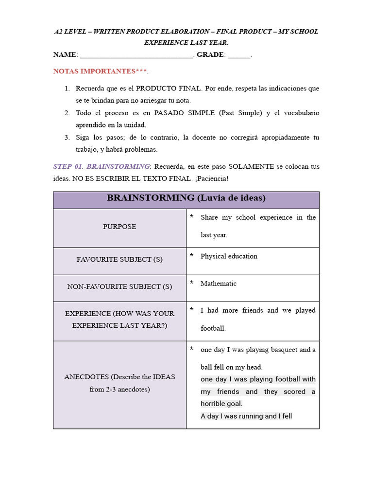 My School Experience: A2 Level Guide | PDF
