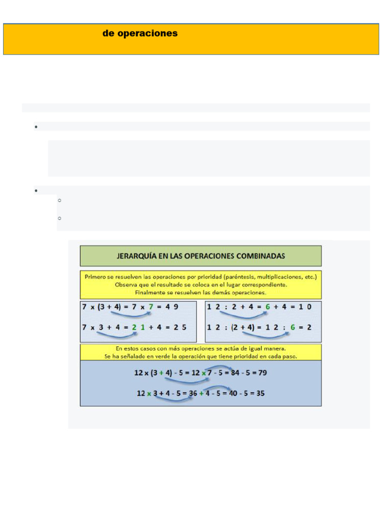 Formulario de Jerarquía de Operaciones | PDF | Multiplicación | Sustracción