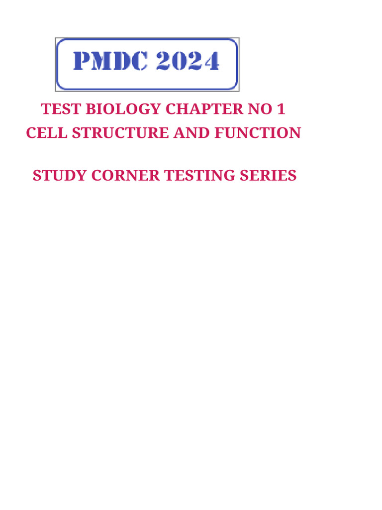 Test Cell Structure 2024-25 by Study Corner | PDF | Cell (Biology ...