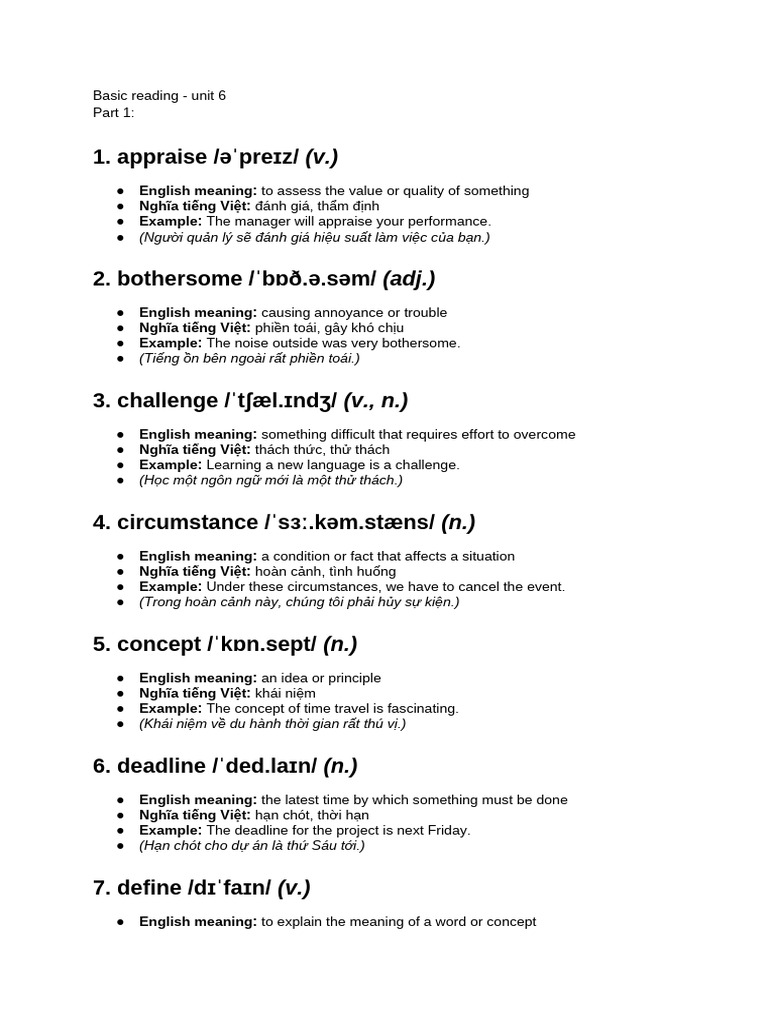 Basic Reading - Unit 6 | PDF