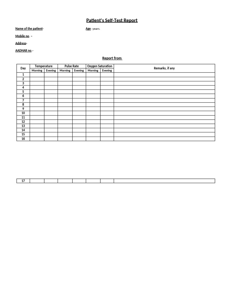 Patient Self Test Report | PDF