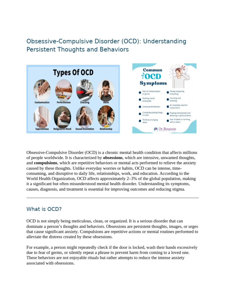 Obsessive Compulsive Disorder (OCD) | PDF | Obsessive–Compulsive Disorder | Anxiety