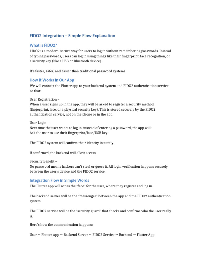 Fido2 Integration Simple Flow | PDF