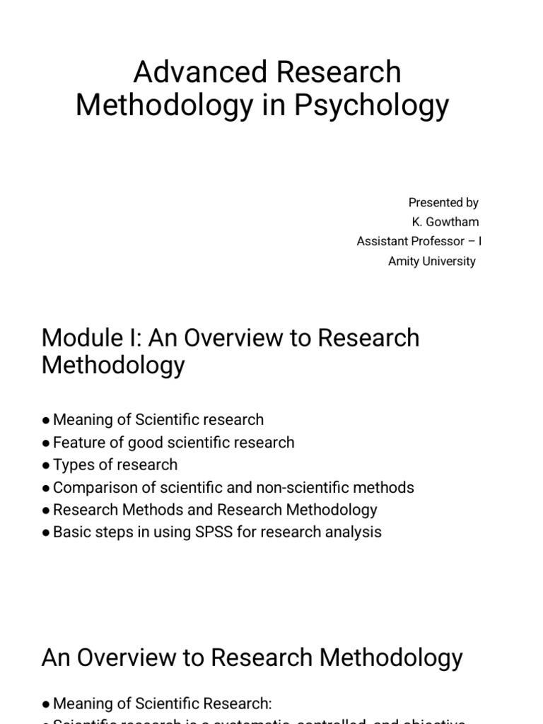 Advanced Research Methodology | PDF | Methodology | Scientific Method