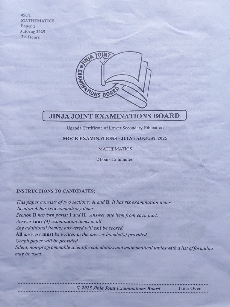 JJEB NLSC Mathematics 2025 | PDF