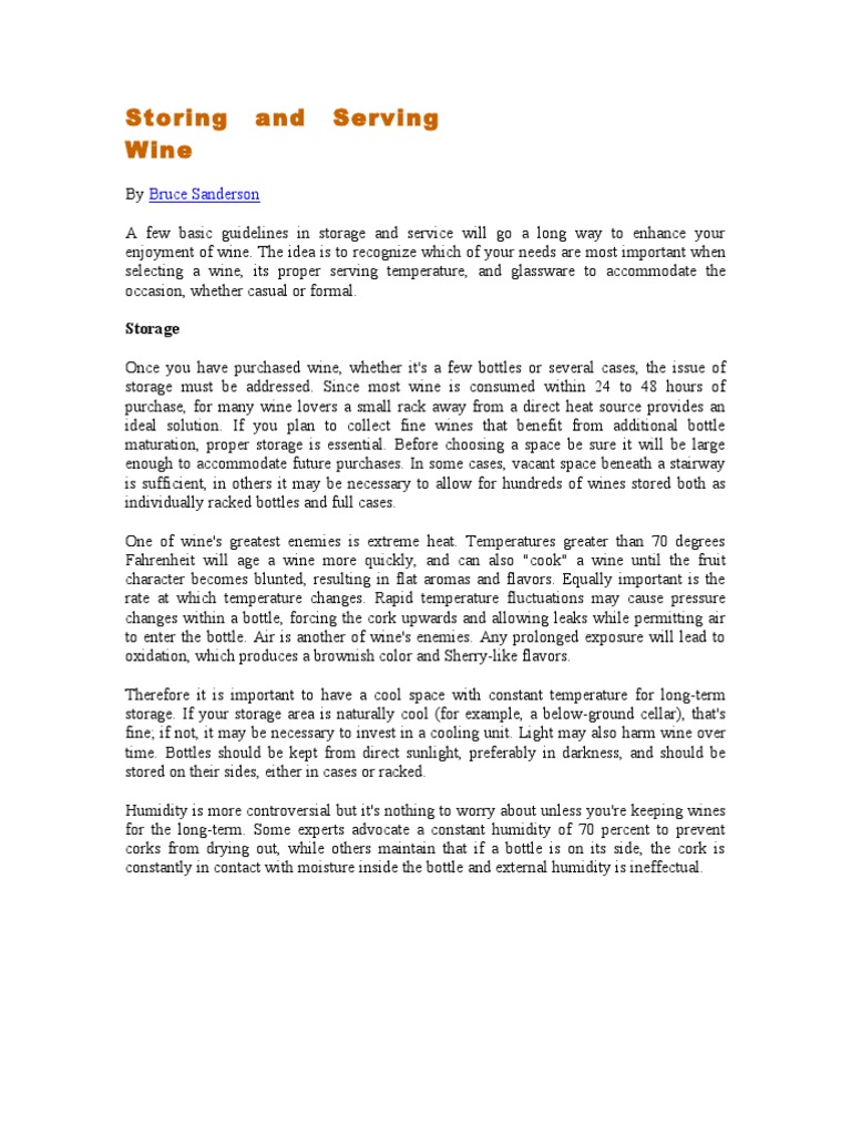 Wine Storage and Serving Guidelines | PDF | Wine | Fermented Foods