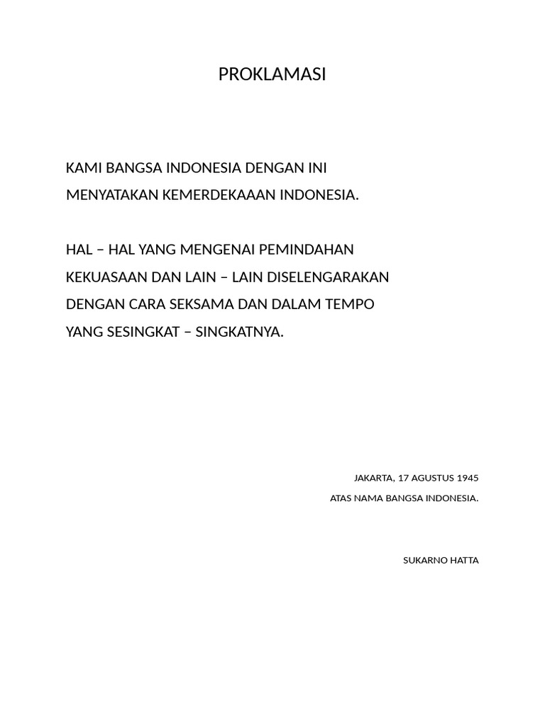 Text Proklamasi | PDF