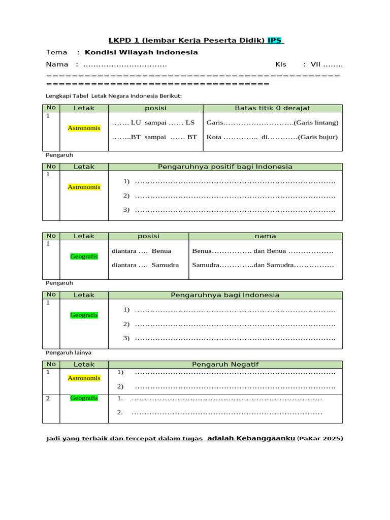 LKPD 1 Letak Wilayah Indonesia Oooooooooo | PDF