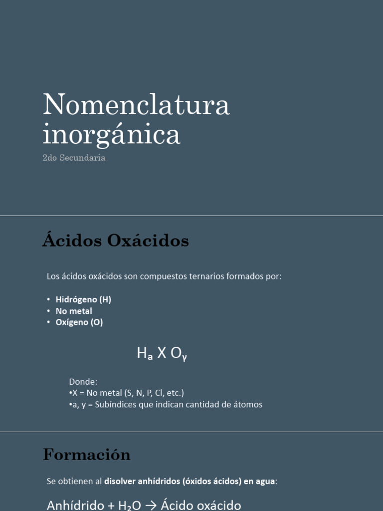 Nomenclatura Acidos Oxacidos 2do Sec | PDF