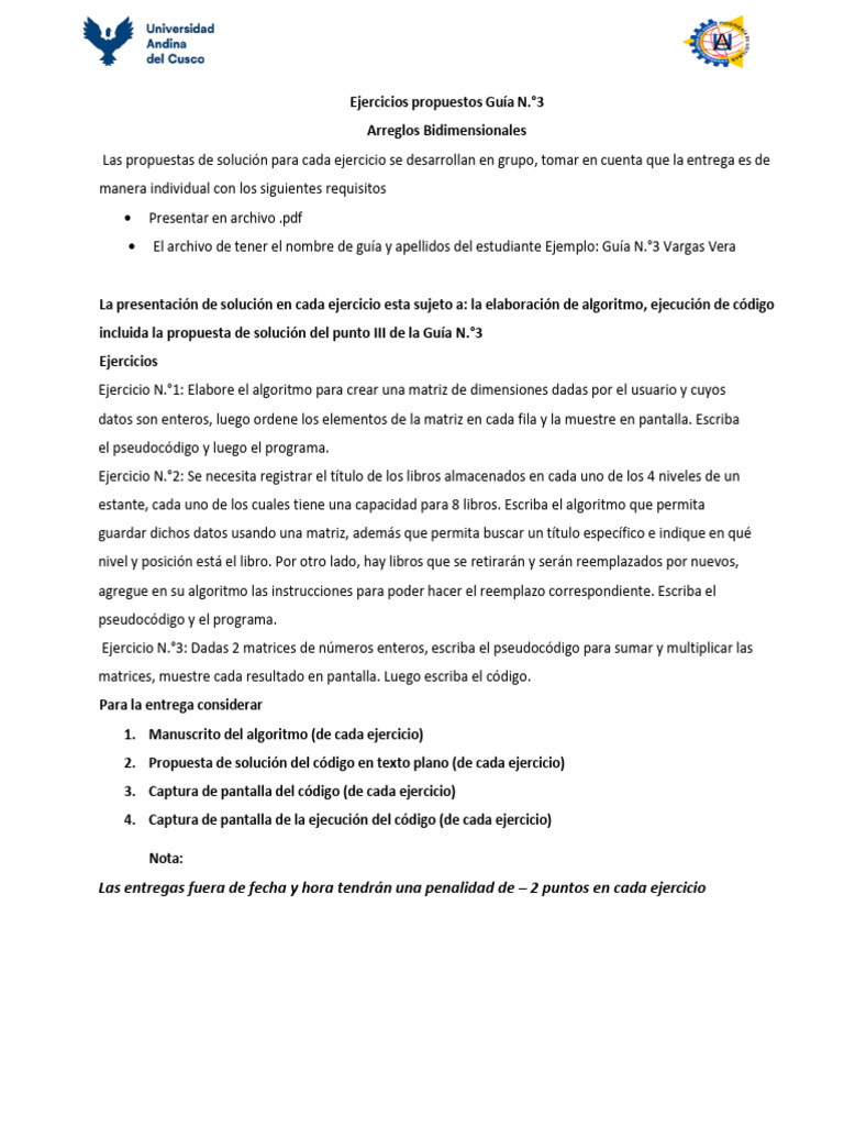 Ficha de Calificación GUÍA DE APLICACIÓN #3 2025 - II | PDF ...