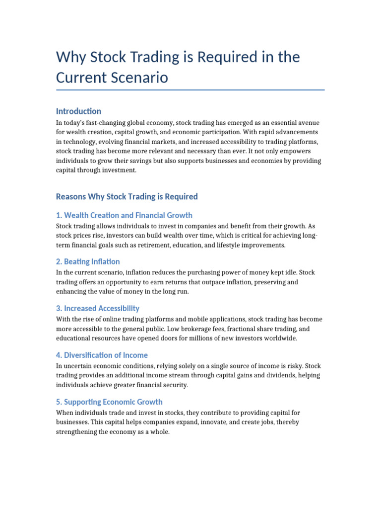 Why Stock Trading Is Required in Current Scenario | PDF | Investing ...