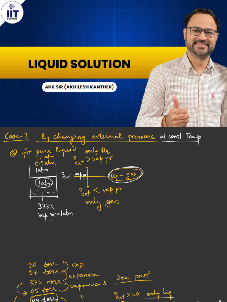 Liquid Solution - L-03 (Class Notes) - Raoult's Law & Phase Diagram | PDF