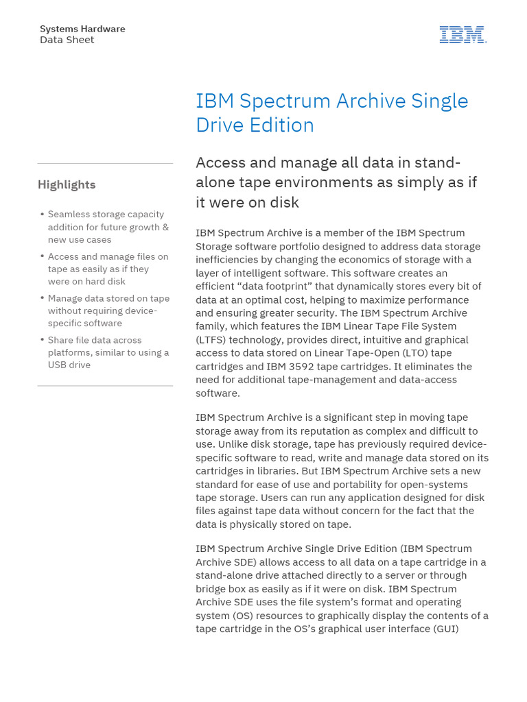 IBM Spectrum Archive Single Drive Edition | PDF | Operating System ...