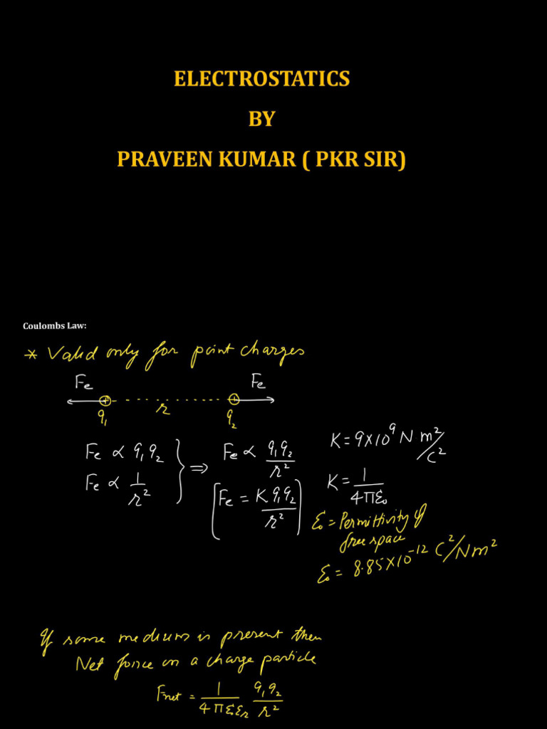Electrostatics - L-02 (Class Notes) - Coulomb's Law - 574422 - Crwill | PDF