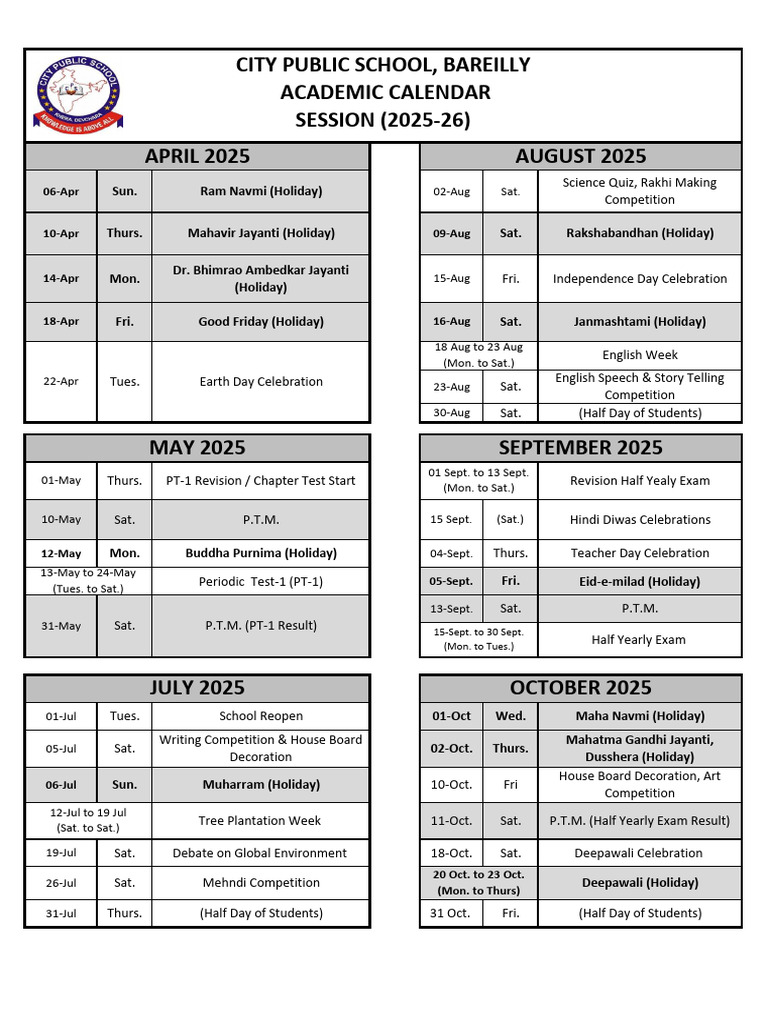 Academic Calendar 2025-26 | PDF | Religious Holidays | Observances